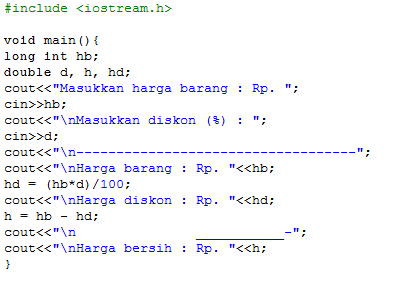 Membuat Aplikasi Diskon Pada Program Turbo C++