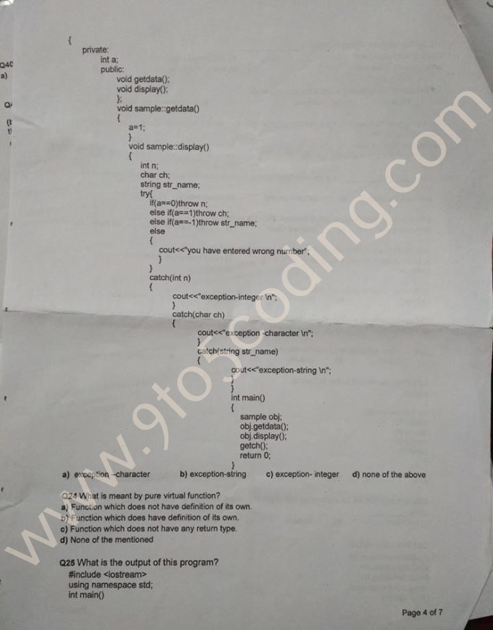 Cse 202 Object Oriented Programming C Programming Lpu Mid Term Question Paper