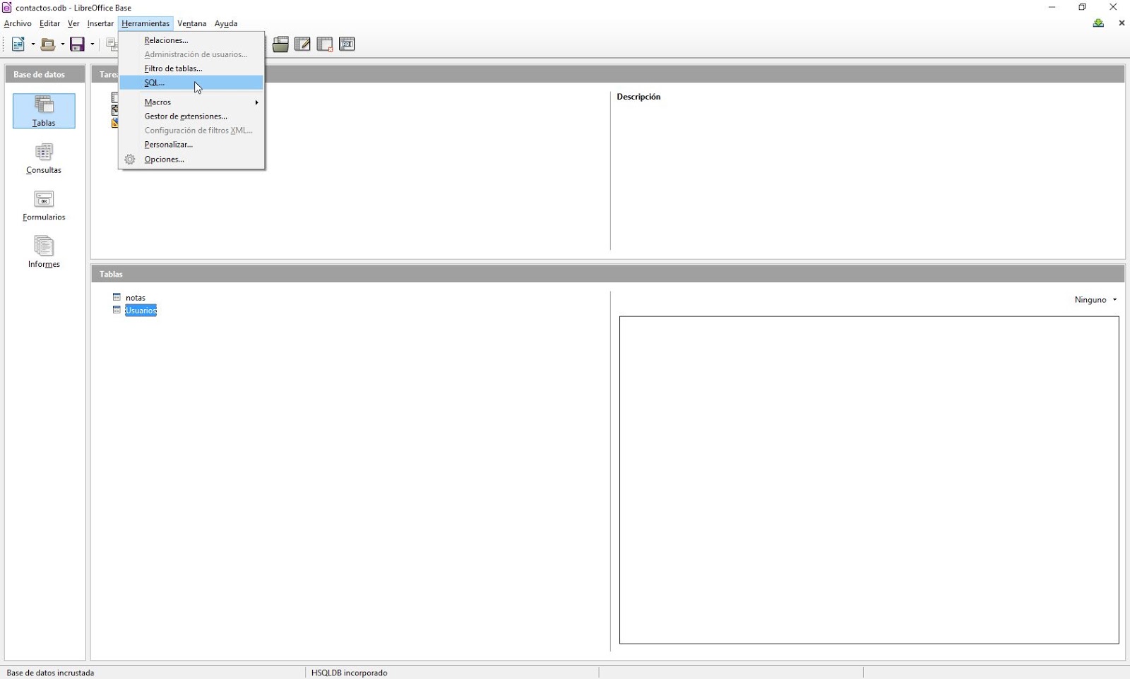 CONSTRAINT al crear una tabla con SQL en LibreOffice Base (XX ...