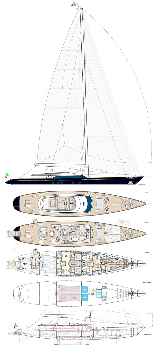 YACHT DESIGN - PROGETTAZIONE NAUTICA: PERINI "PERSEUS 3" UNDER SAILING