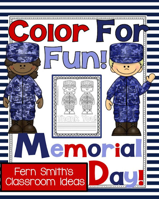 Memorial Day Color For Fun FREEBIE! - Fern Smith's Classroom Ideas!