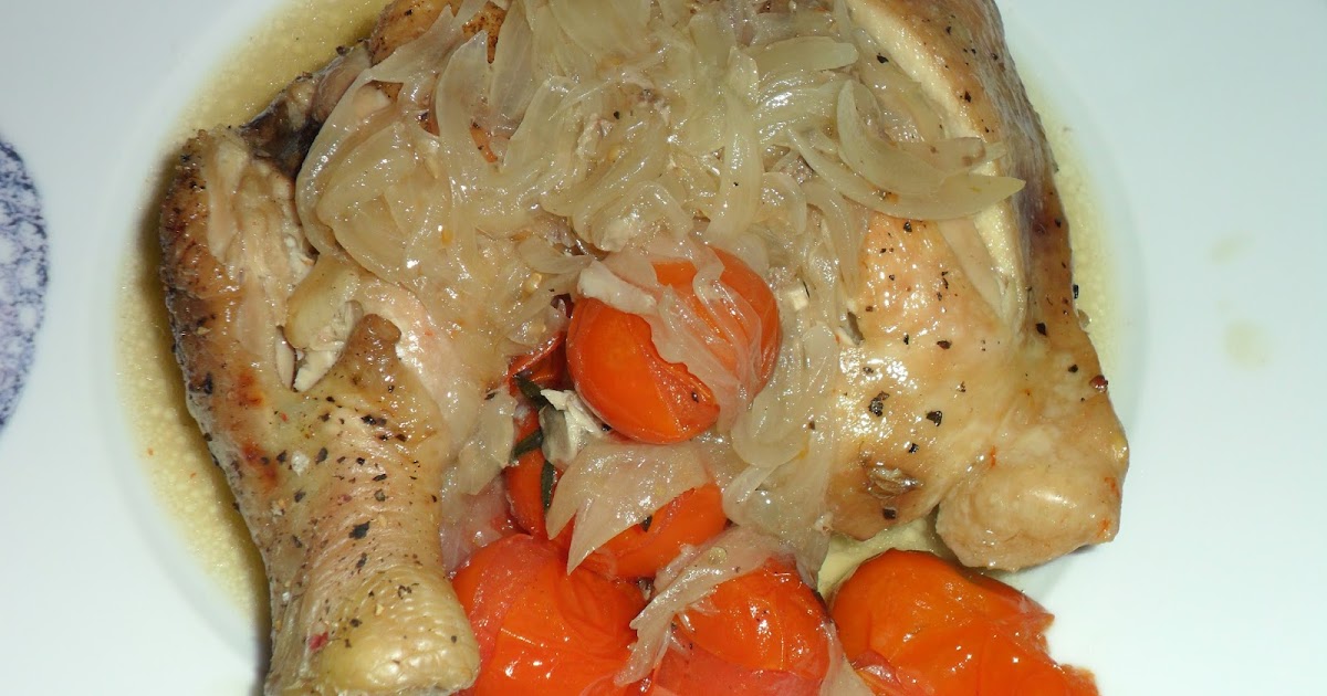 POLLO CON TOMATES Y CEBOLLAS