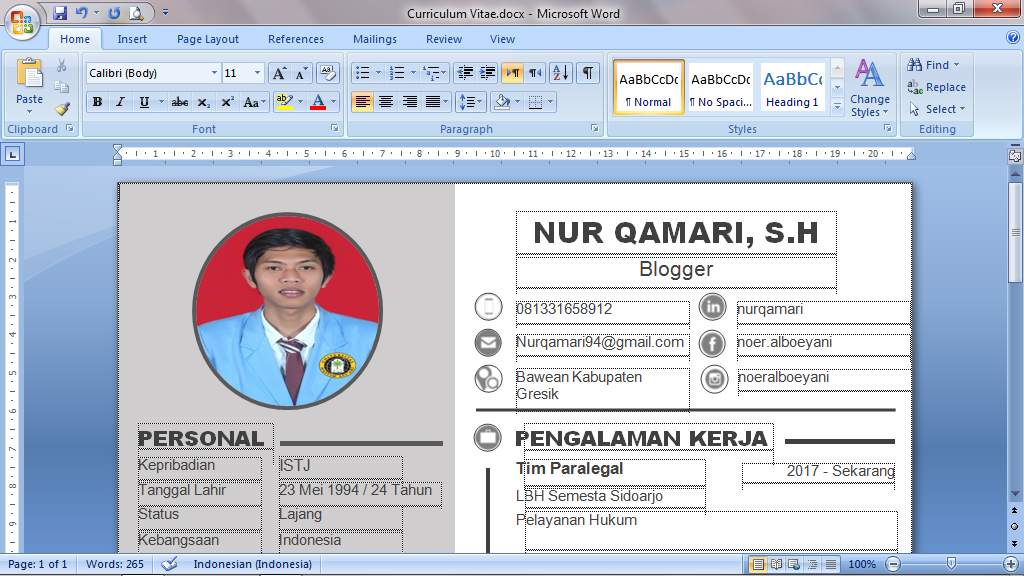 Bagi-bagi Contoh CV-nya Admin - Pena Kecil