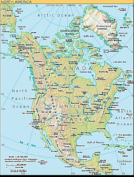 Mapa de america con todo mesetas montañas cordilleras limites y ...