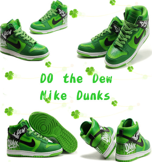 the-one sneaker: Custom Do The Dew High Tops Nike Dunk Green Label Art ...