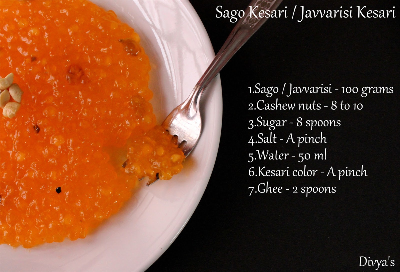 Sago kesari--- a guest post ~ Homely Food