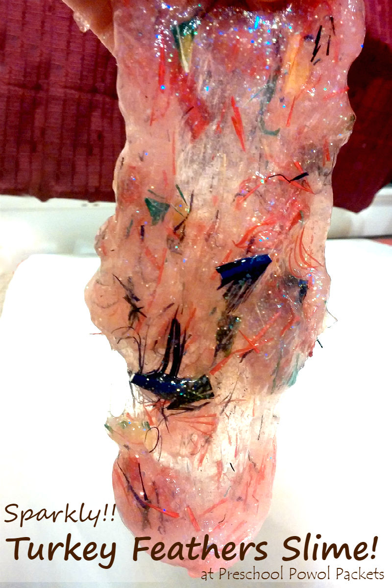 Sparkly Turkey Feathers Slime Science Experiment Fun | Preschool Powol ...