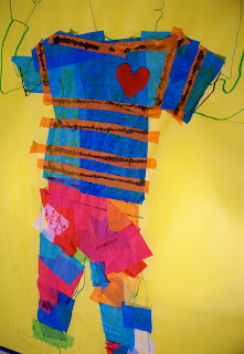 candice ashment art: Life-size body art! - tissue paper collage with kids