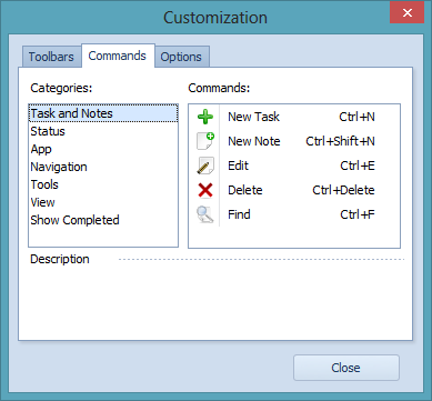 DesktopTodo: Toolbar Customization