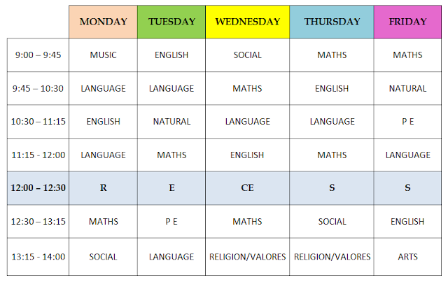 6 graders A & B - 2016/2017: This is our schedule in 6B.