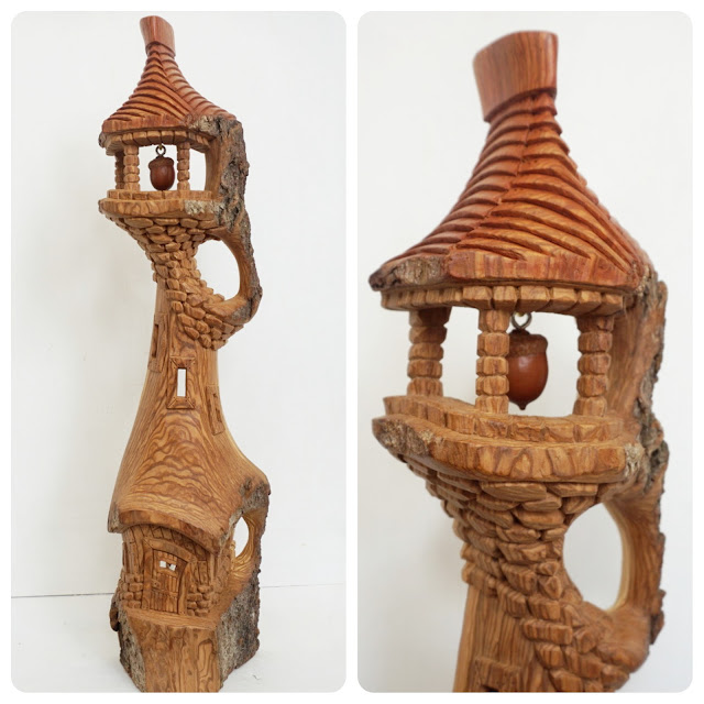 Ales the woodcarver: Large cottonwood bark houses finished with gel stain