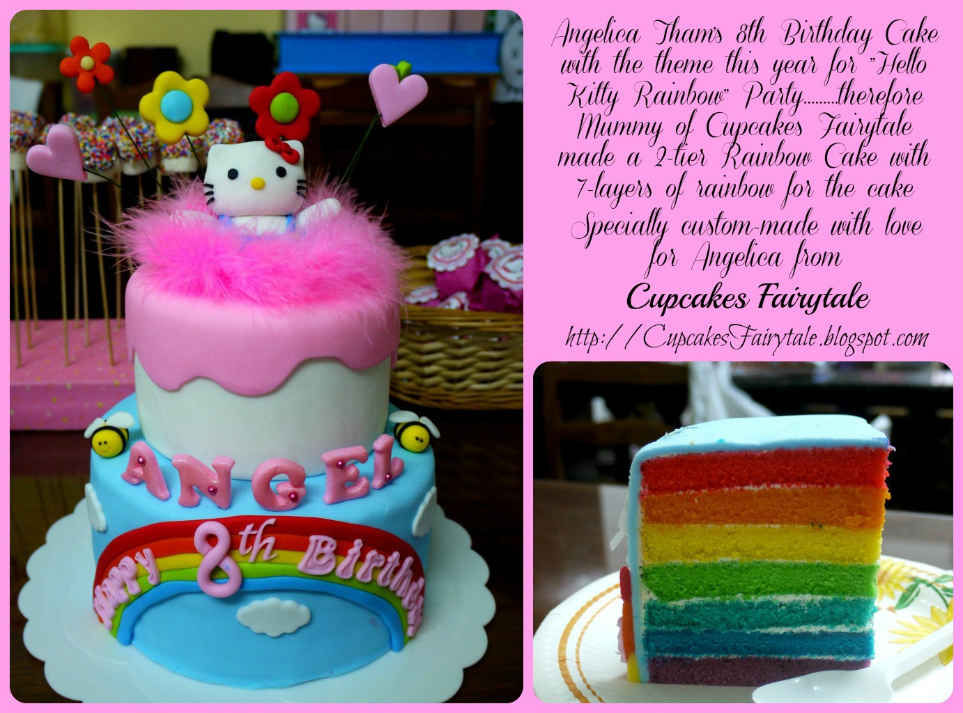 Cupcakes Fairytale: ANGELICA'S HELLO KITTY RAINBOW BIRTHDAY CAKE