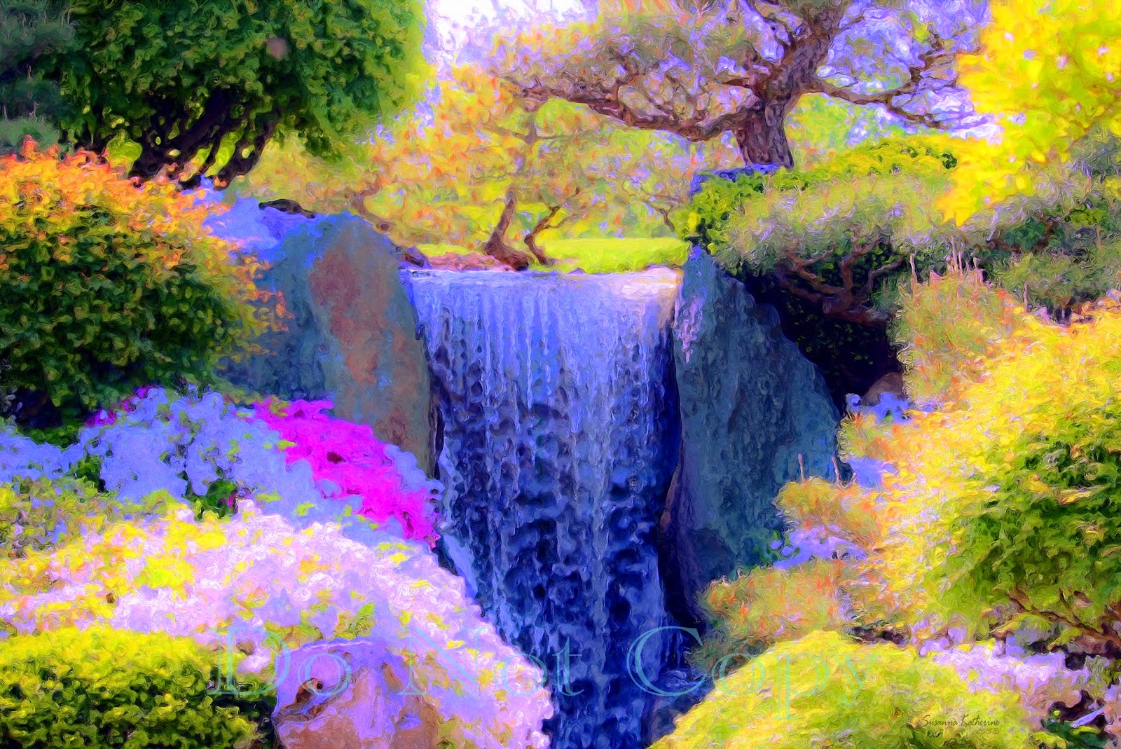 Paintings-of-Artists-Original-Unusual- Art: Waterfall Spring Colors