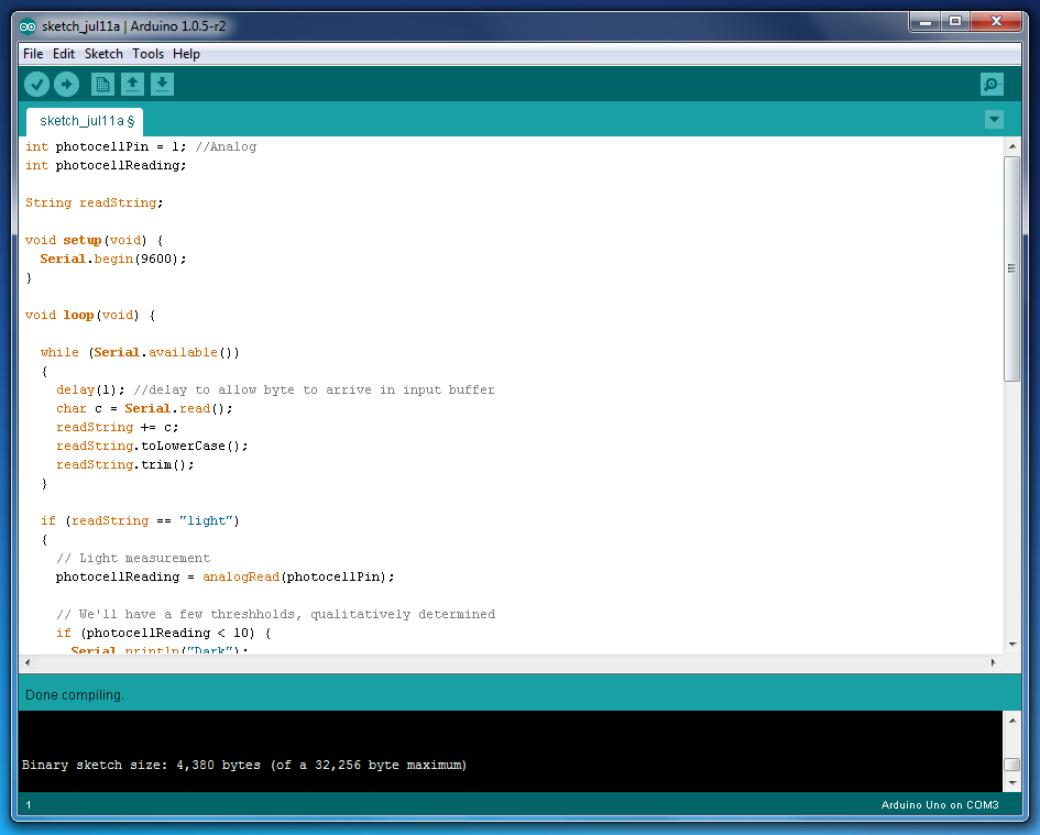 Jubito Arduino Light Sensing