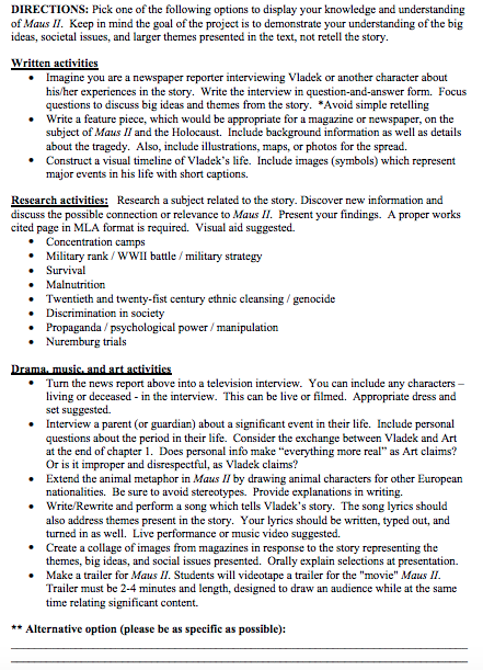 Teachers College: Culminating Project Ideas for MAUS