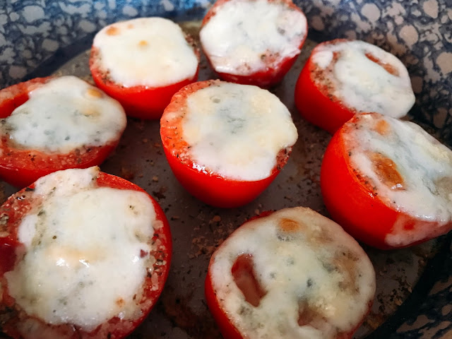 Roasted Roma Tomatoes with Herbs and Fresh Mozzarella