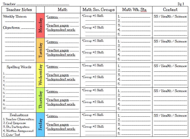 A Teacher's Plan: Templates