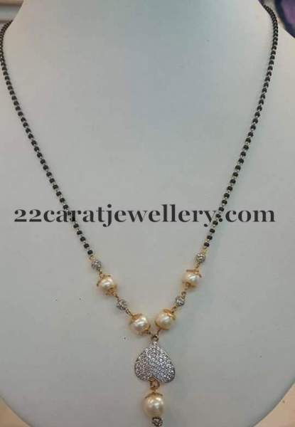 Black Beads Set Swarovski Locket - Jewellery Designs