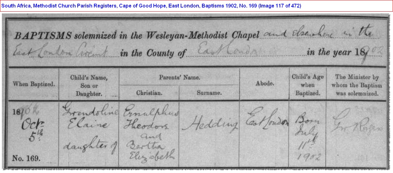 Hedding Family Tree - Africa/Australia