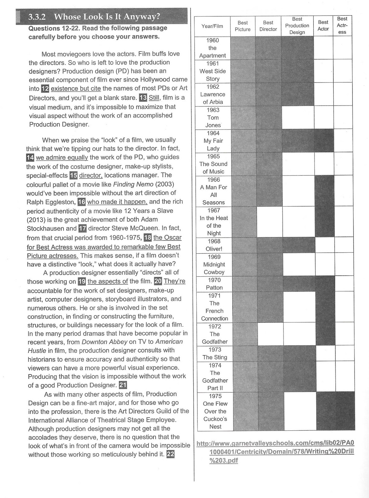 Writing and Language Section Test