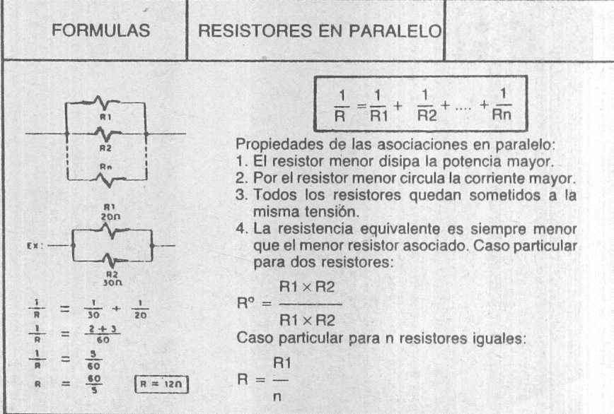 Fichas de circuitos electrónicos: Resistencias en paralelo, su cálculo ...