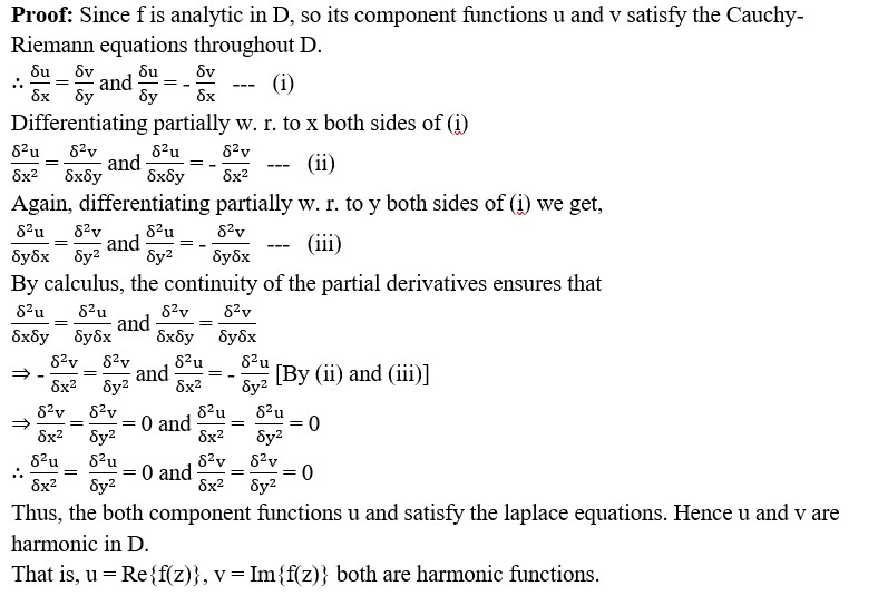 Prove that the real and imaginary parts of an analytic function are harmonic function. - M.M.R cse