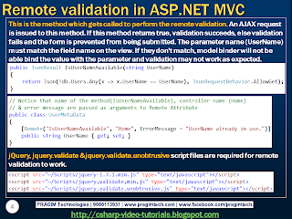Sql server, .net and c# video tutorial: Part 89 - Remote Validation in MVC