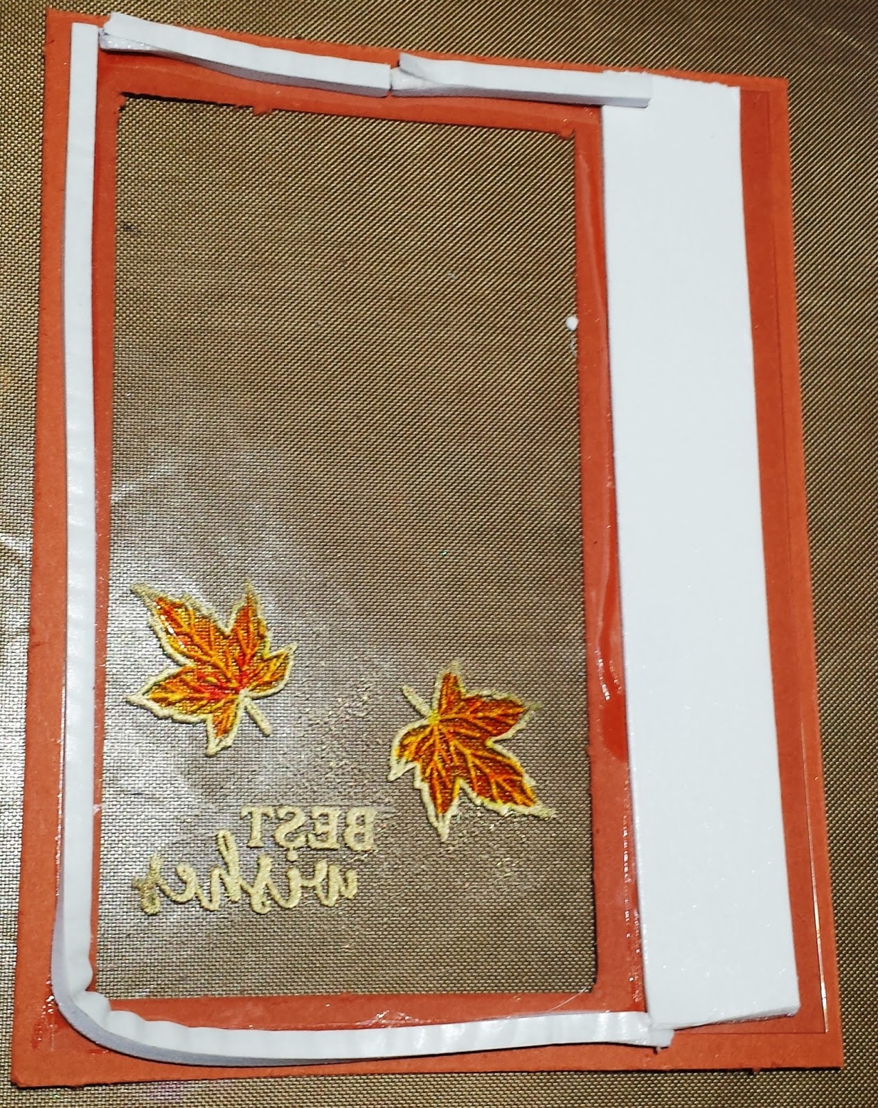 Fall Shaker card and embossing on acetate