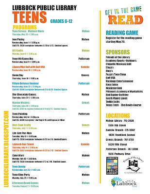 Lubbock Public Library's Teen Blog: Program handout