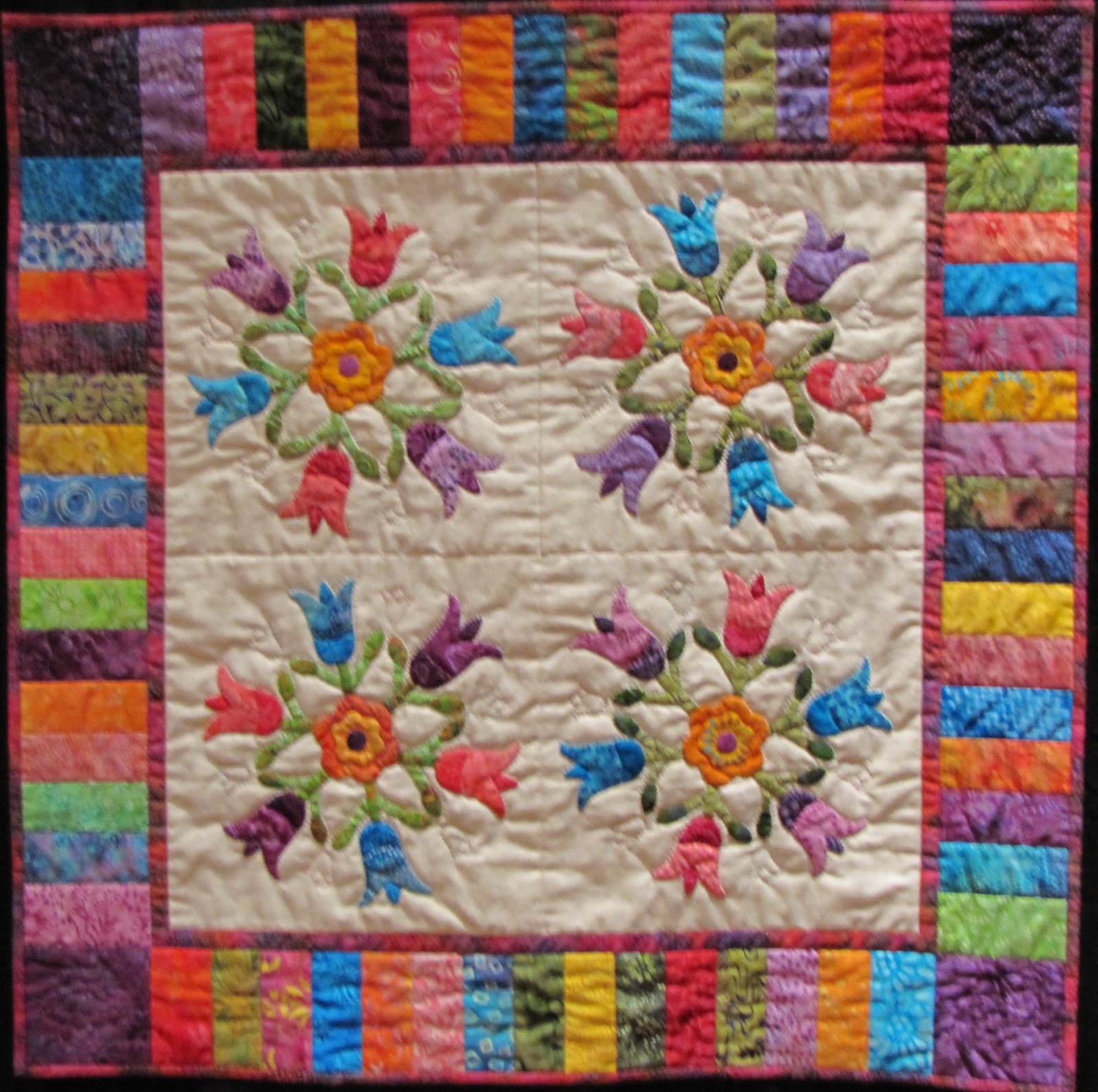 Quilt Art Star: Batik Tulips - Bloggers Quilt Festival #46