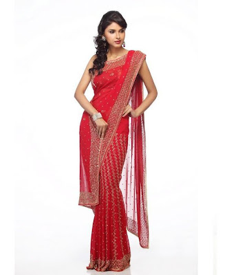 Red Sarees Collection 2012 | Red Saree with Golden Border | Saree 2012 ...