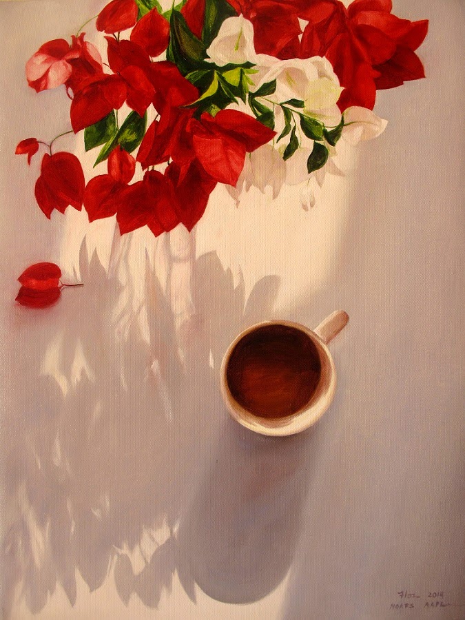Beth Flor Portfolio: Flores con Cafe II 20 x 16