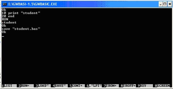 GWBASIC : Create and Save the Program