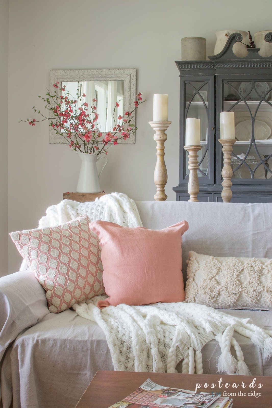 Blush and Bashful - spring accents in the living room | Postcards from ...