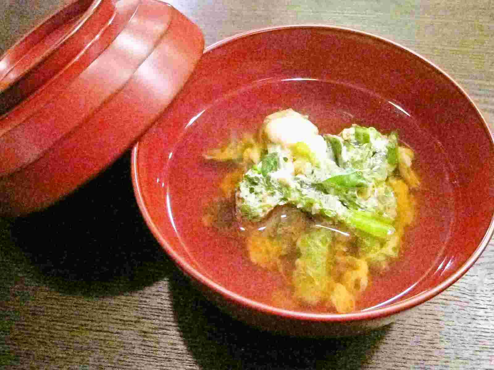 Recipes for Tom: Nanohana no tamago-tsutsumi no osuimono / clear soup ...