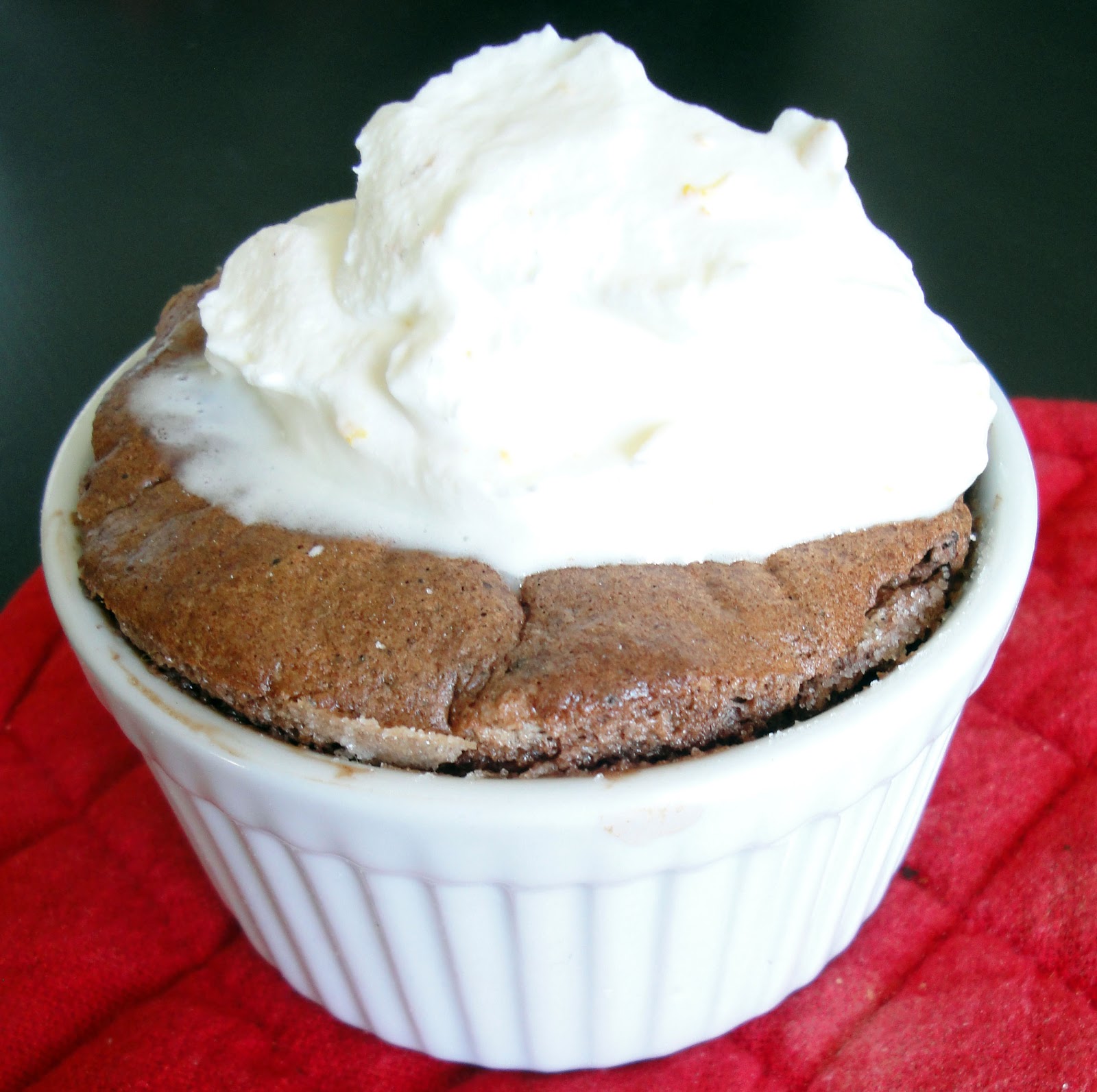 spoonglish: Chocolate souffles with orange blossom cream