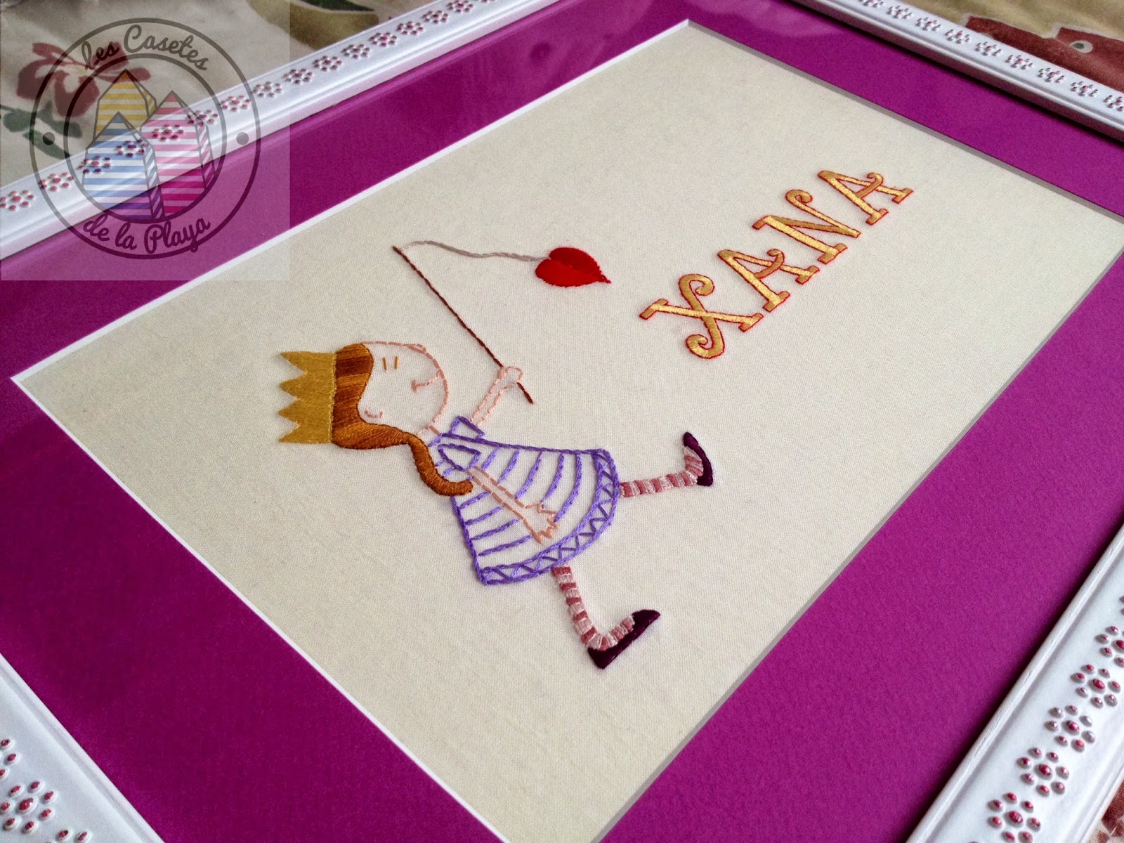 cuadro bordado a mano para niña: xana