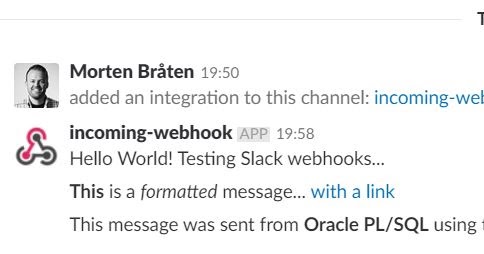 ORA-00001: Unique constraint violated: Using the Slack webhook API from PL/SQL