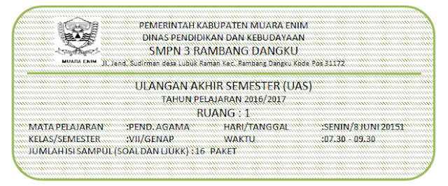 Contoh Amplop Ujian/Ulangan Semester Ganjil - Warta Dapodik