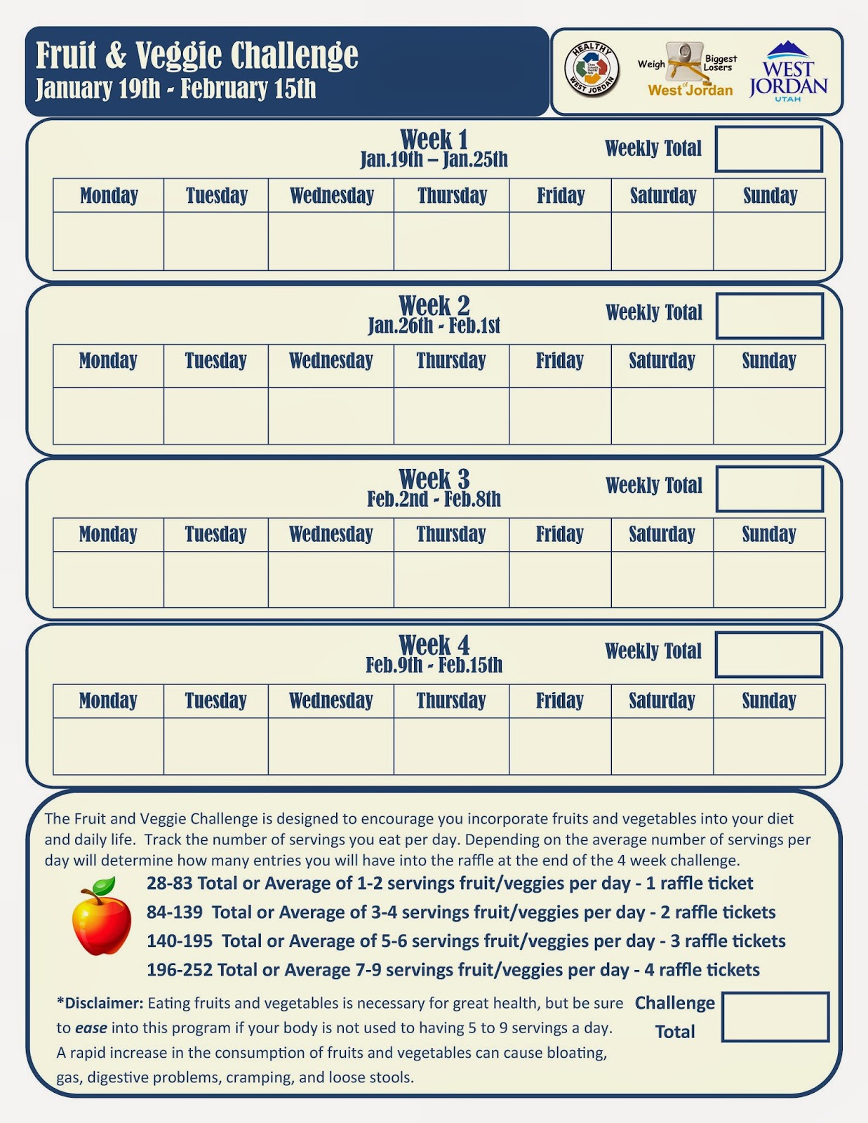 Healthy West Jordan: Fruit and Veggie Challenge ENDS TODAY!