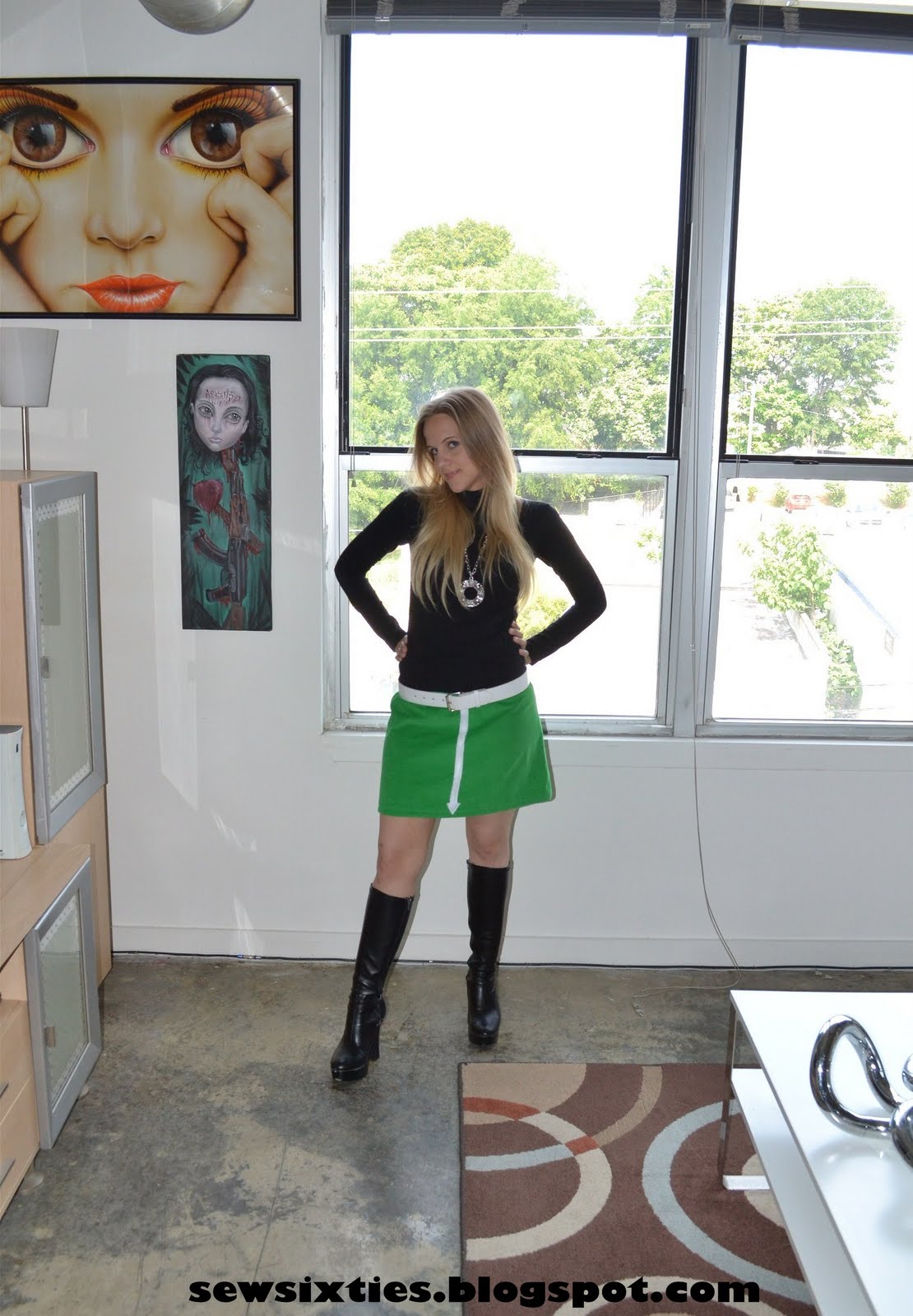 Sew Sixties: Mod Mini Skirt Project: Green & White Arrow Pop Art Skirt ...