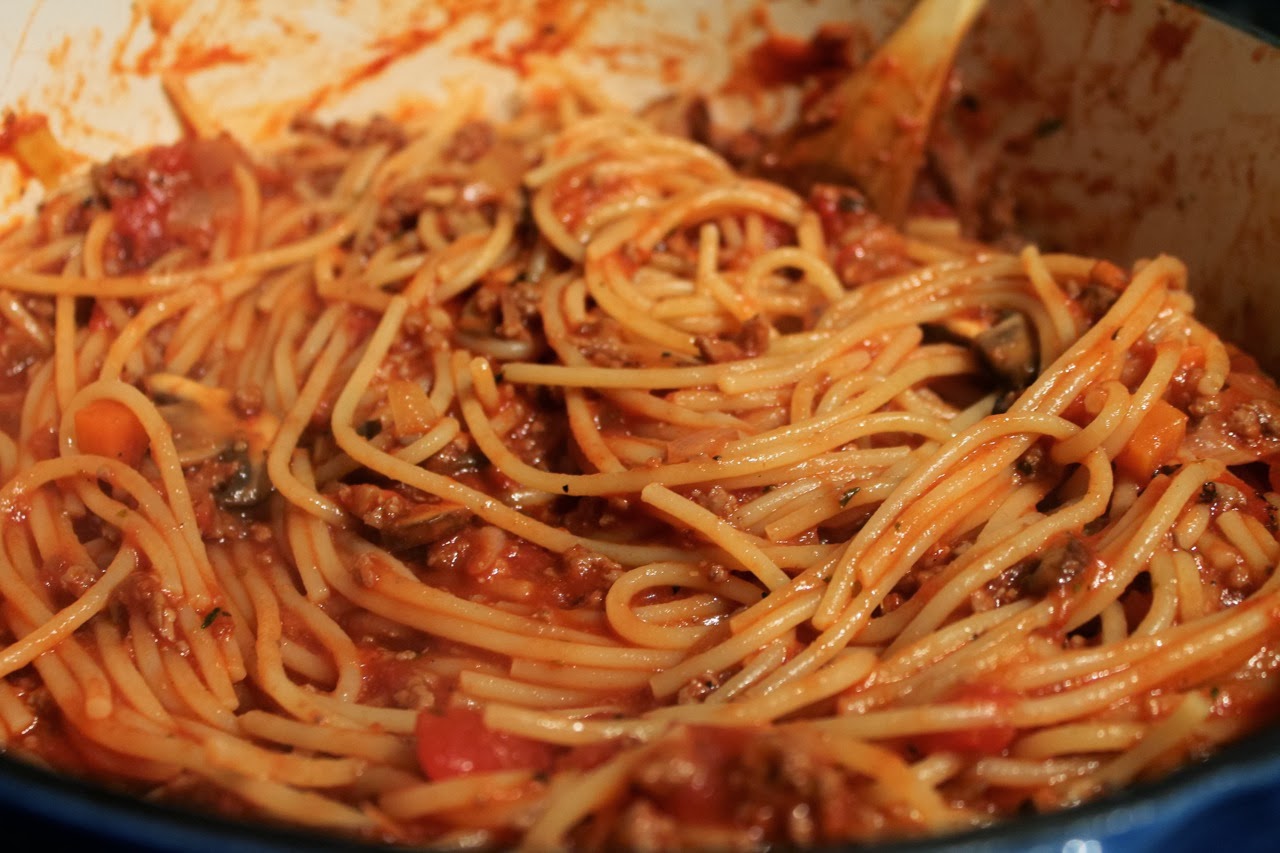 Cook In / Dine Out: Spaghetti with Meat Sauce