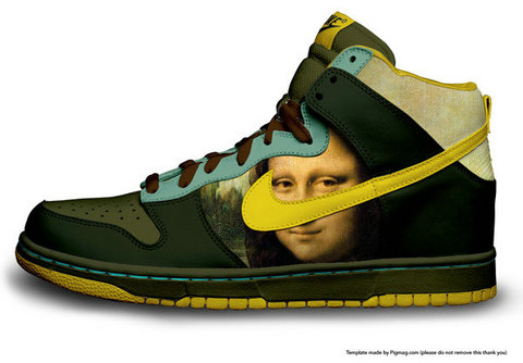 Nike Dunks Custom Design Sneakers : Nike Dunks High Top Mona Lisa Shoes ...