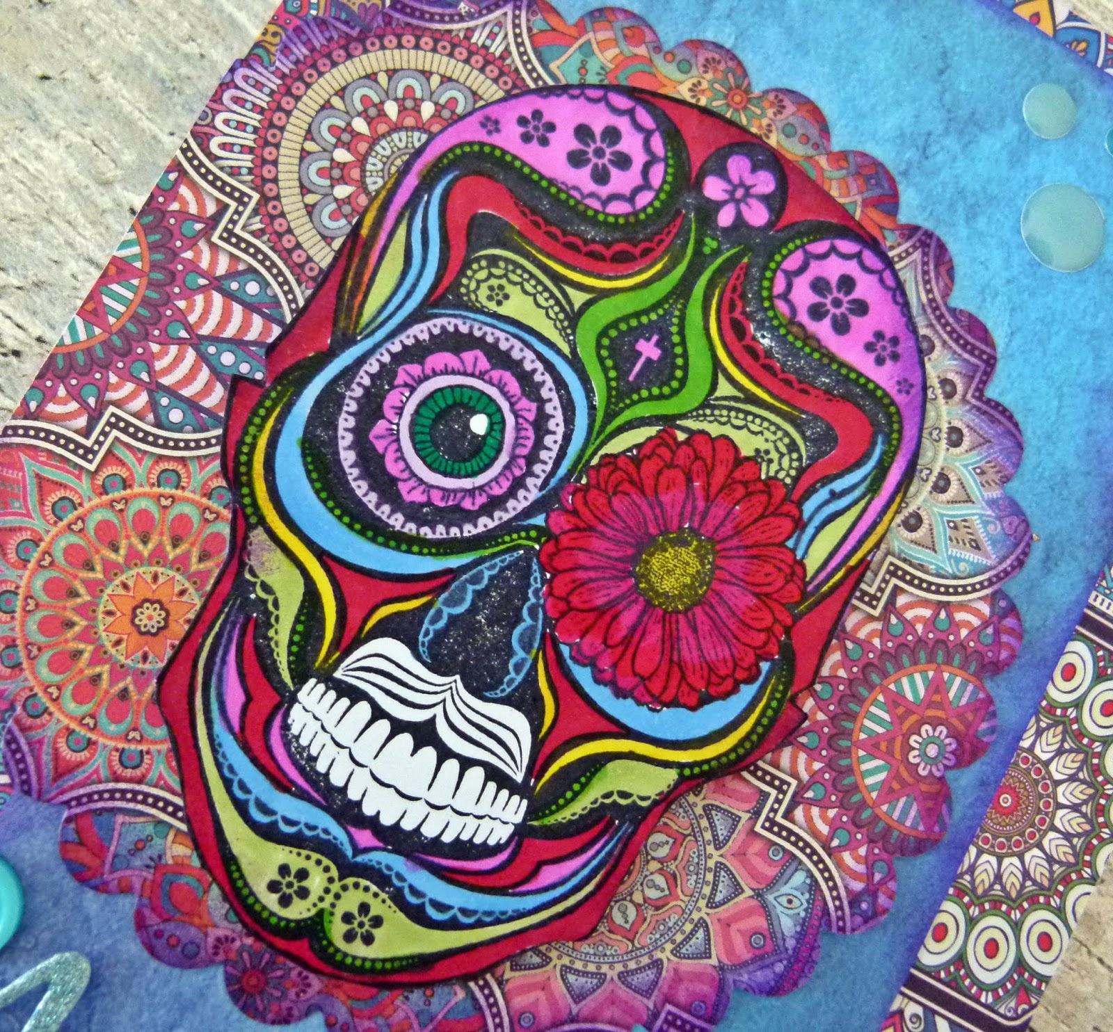 Craft Consortium Mixed Media Card Psychedelic Sugar Skull | Life in a ...