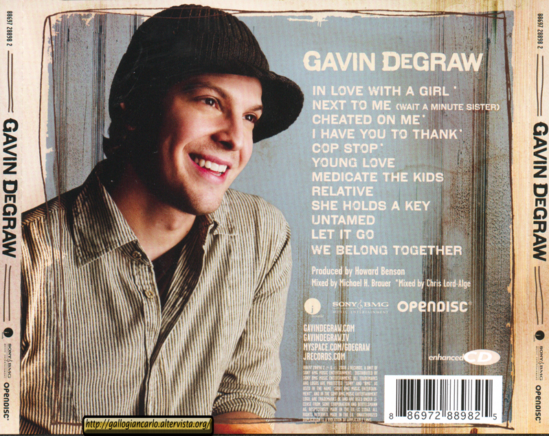 Gavin DeGraw – "Gavin DeGraw" CD EAN 886972889825 – – Fotografie ed altro