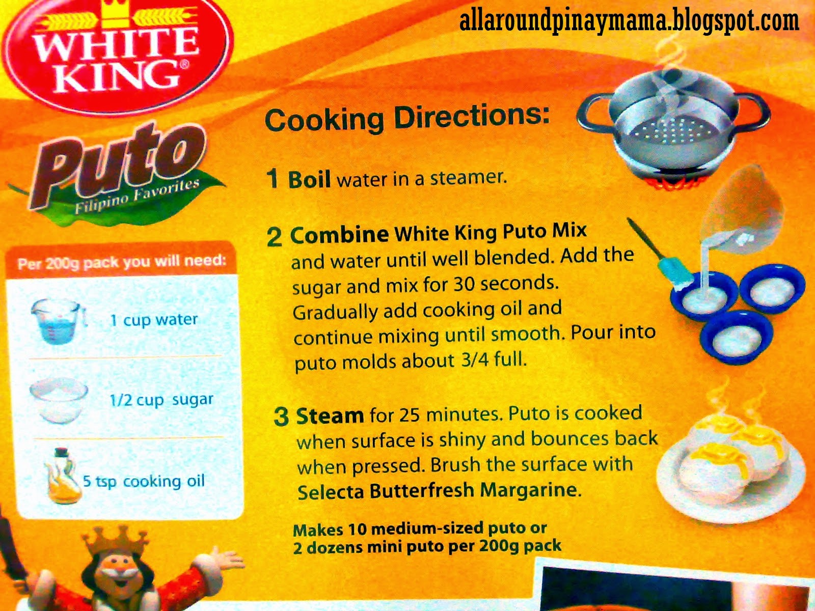 My Classic Putong Puti Using White King (Puto) Steamed White Cake Mix ...
