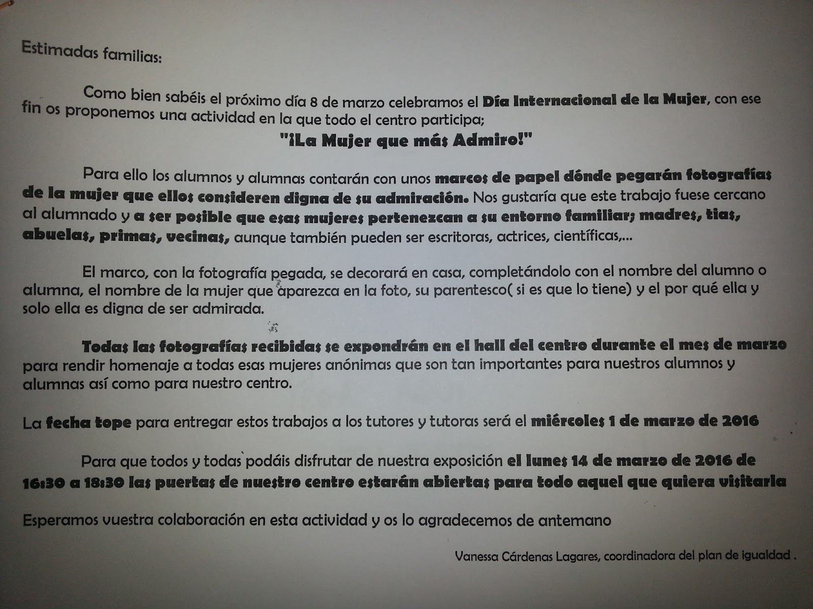 C.E.I.P. EL PALMARILLO: ¡LA MUJER QUE MÁS ADMIRO!