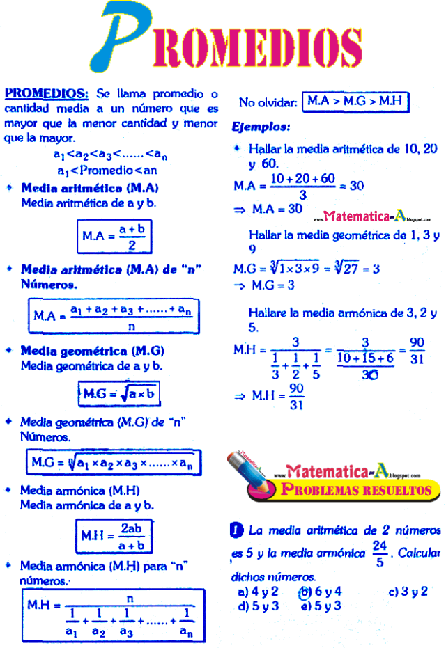 PROMEDIOS CONCEPTOS Y EJERCICIOS DESARROLLADOS PASO A PASO ...