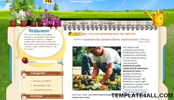 Free Wordpress Green Heart Vector Grunge Theme