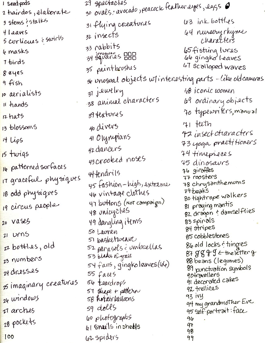 100 Things To Draw List